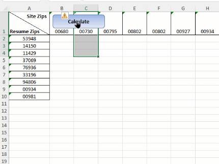 Excel Straight Line Matrix Distance Calculator – Excel Distance Calculators
